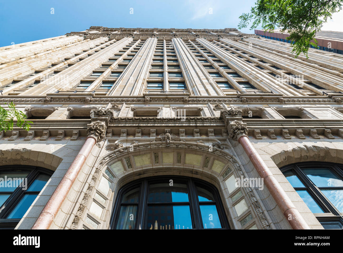 Facade of a classical skyscraper in Manhattan in New York City, USA ...