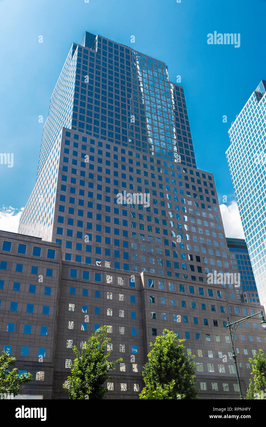 New York City, USA - July 27, 2018: Three World Financial Center in ...