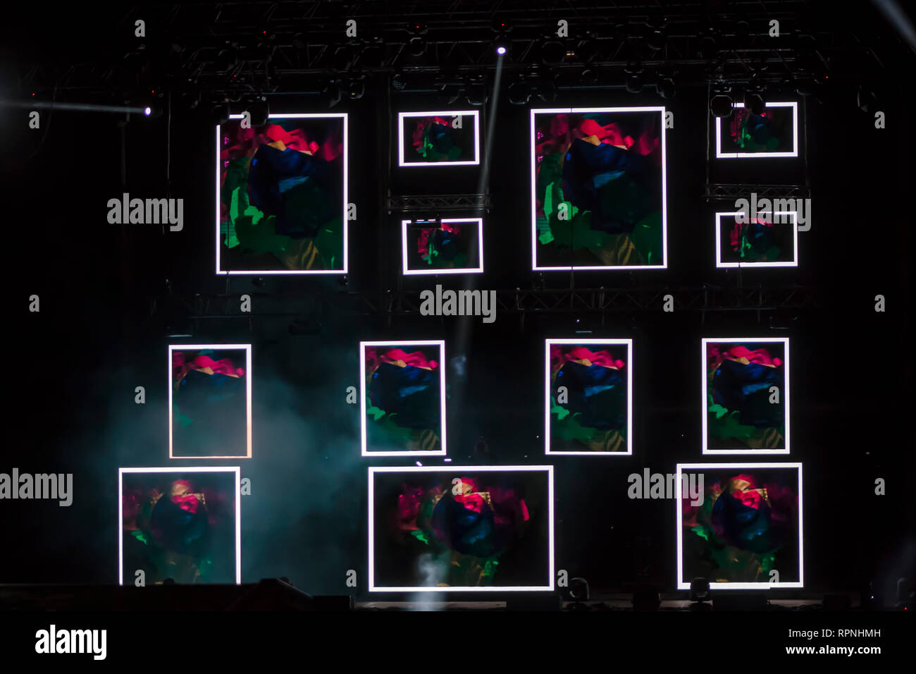 Aphex Twin with multiple giant screens at the stage. Primavera Sound in ...