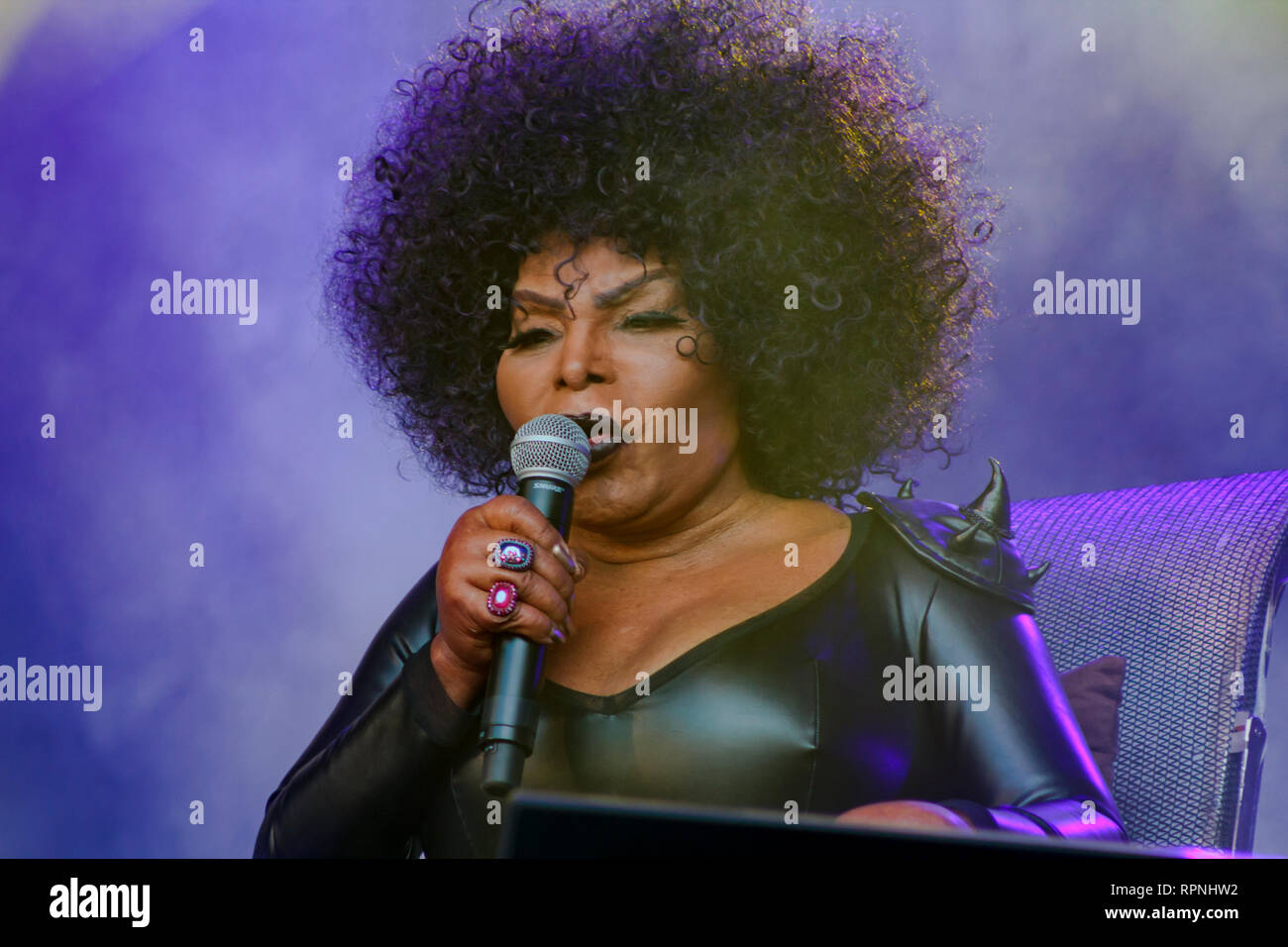 Brazilian singer Elza Soares performs during her concert at Primavera ...