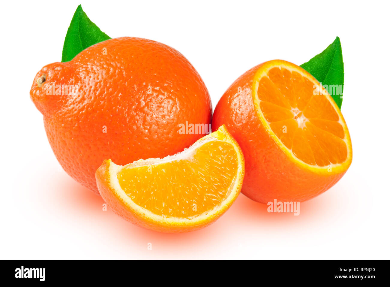 tangerine or Mineola with leaf isolated on white background Stock Photo ...