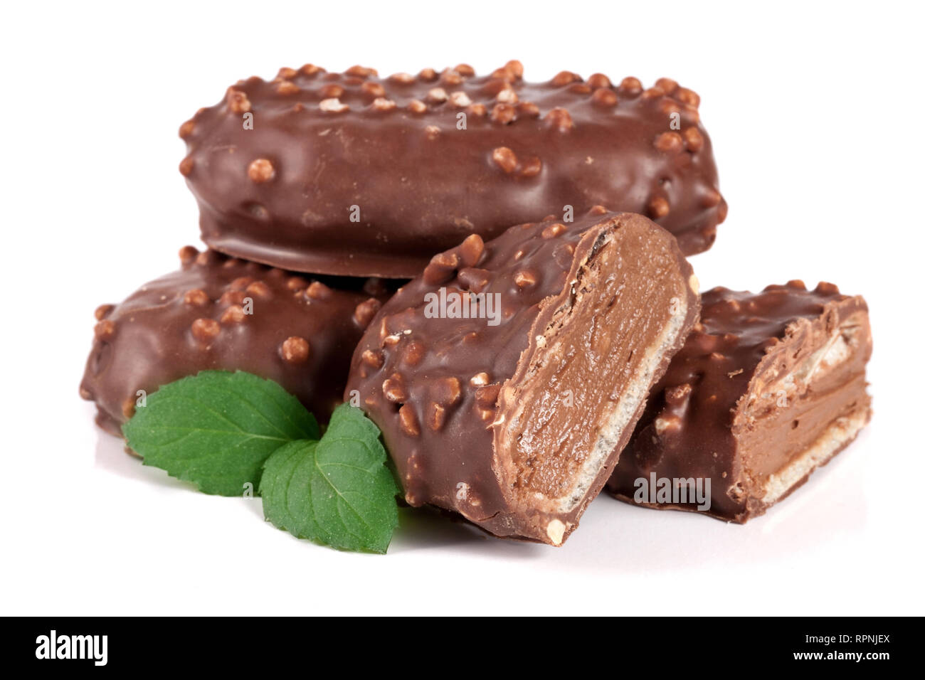 chocolate candy with cream filling isolated on white background Stock ...
