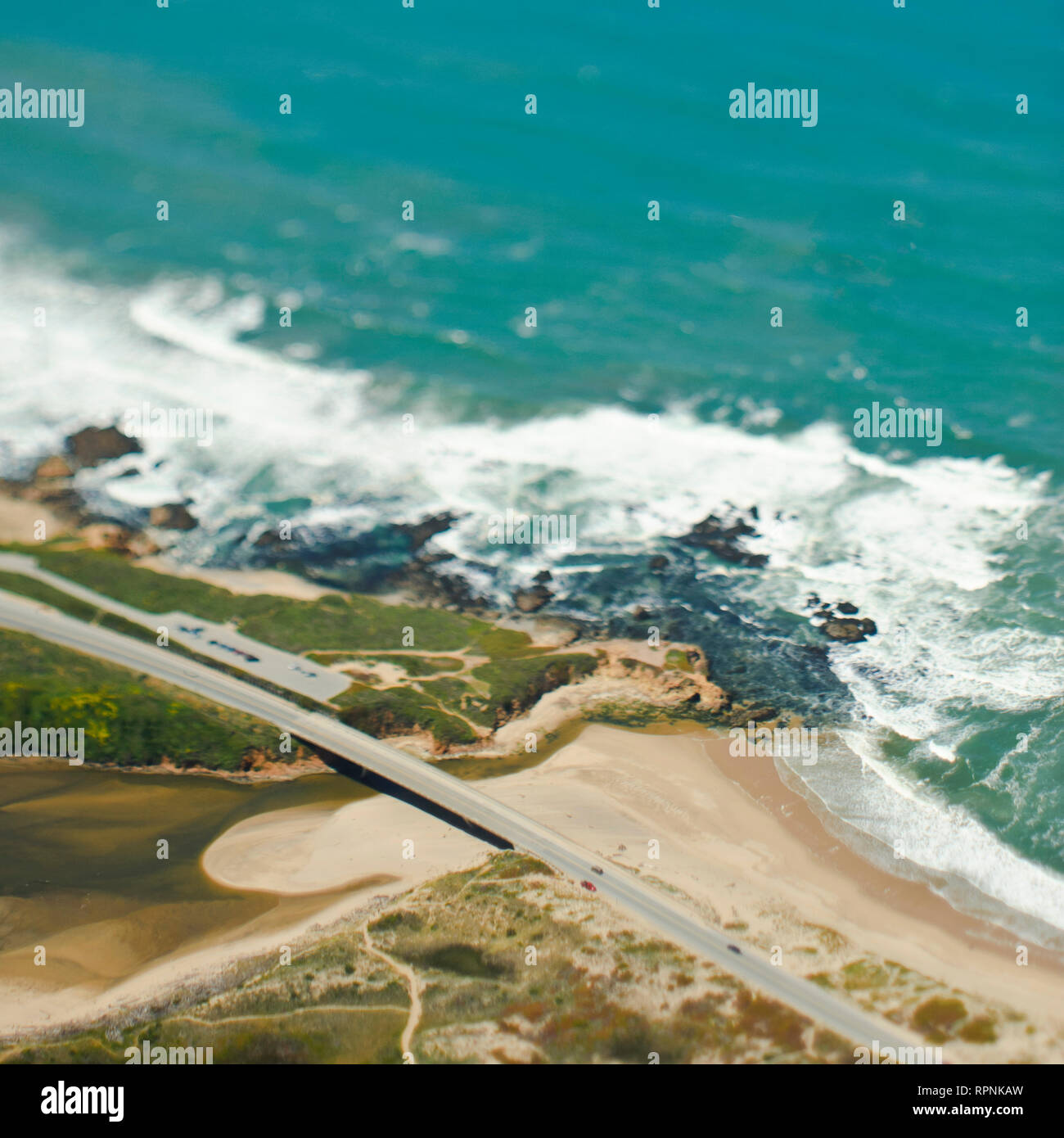 Aerial View of a Coastal Road Stock Photo - Alamy
