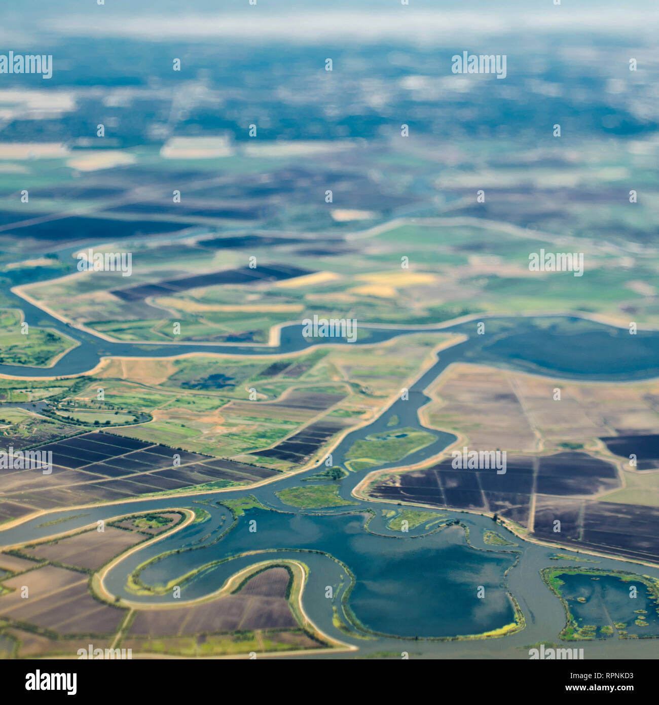 Aerial View of a River Passing Through Farmland Stock Photo - Alamy