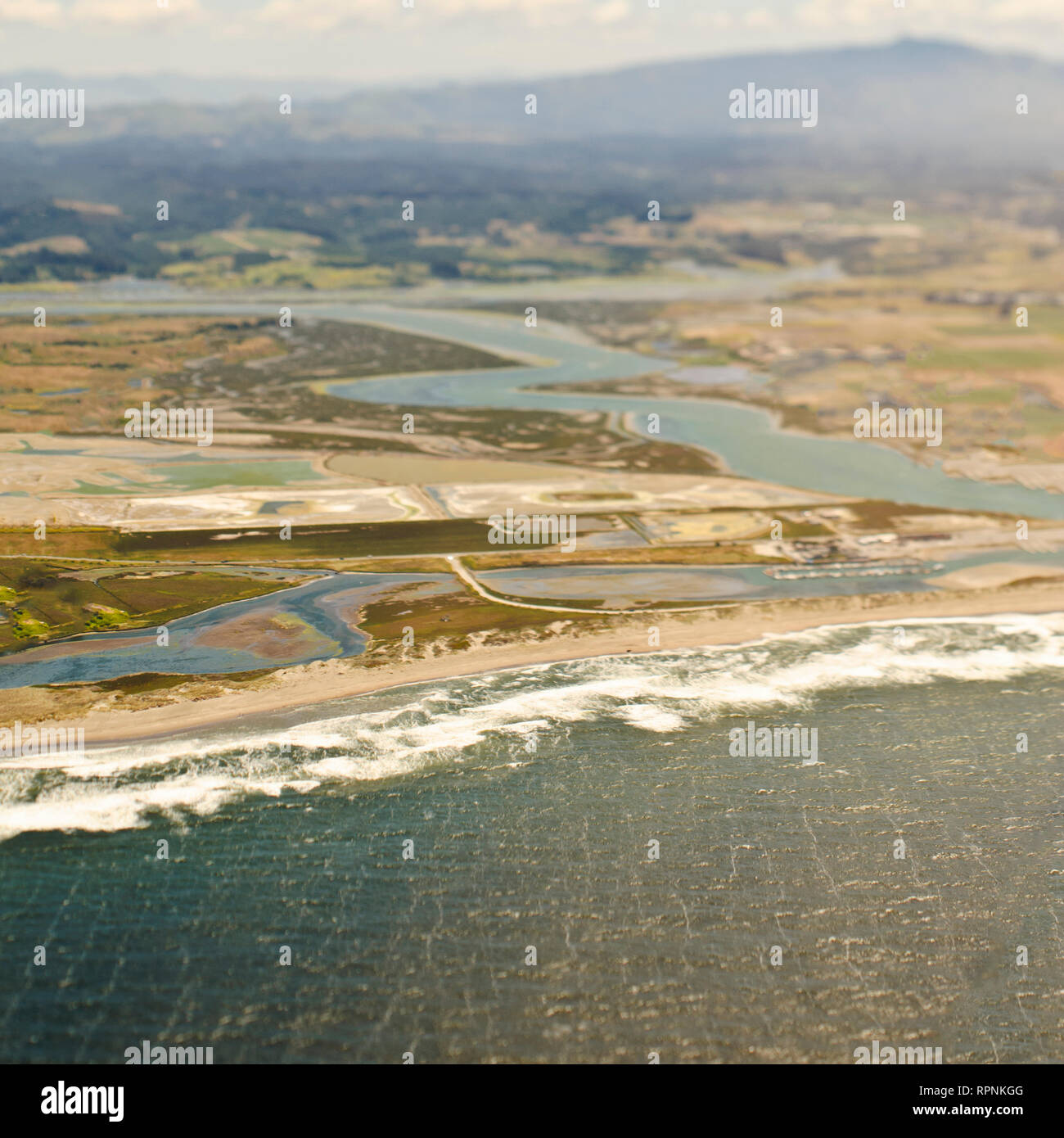 Aerial View of Flood Plain and Coast Stock Photo - Alamy