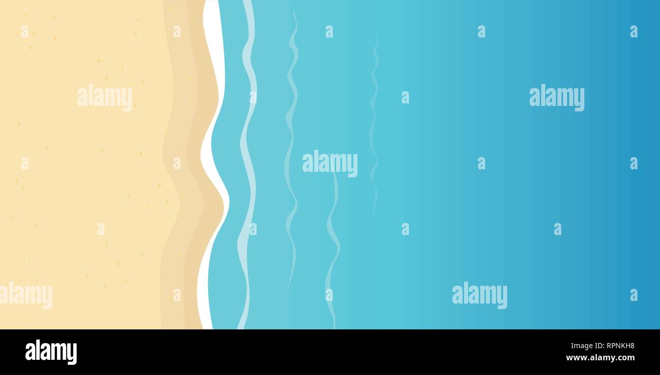 sandy beach and water summer holiday background vector illustration ...