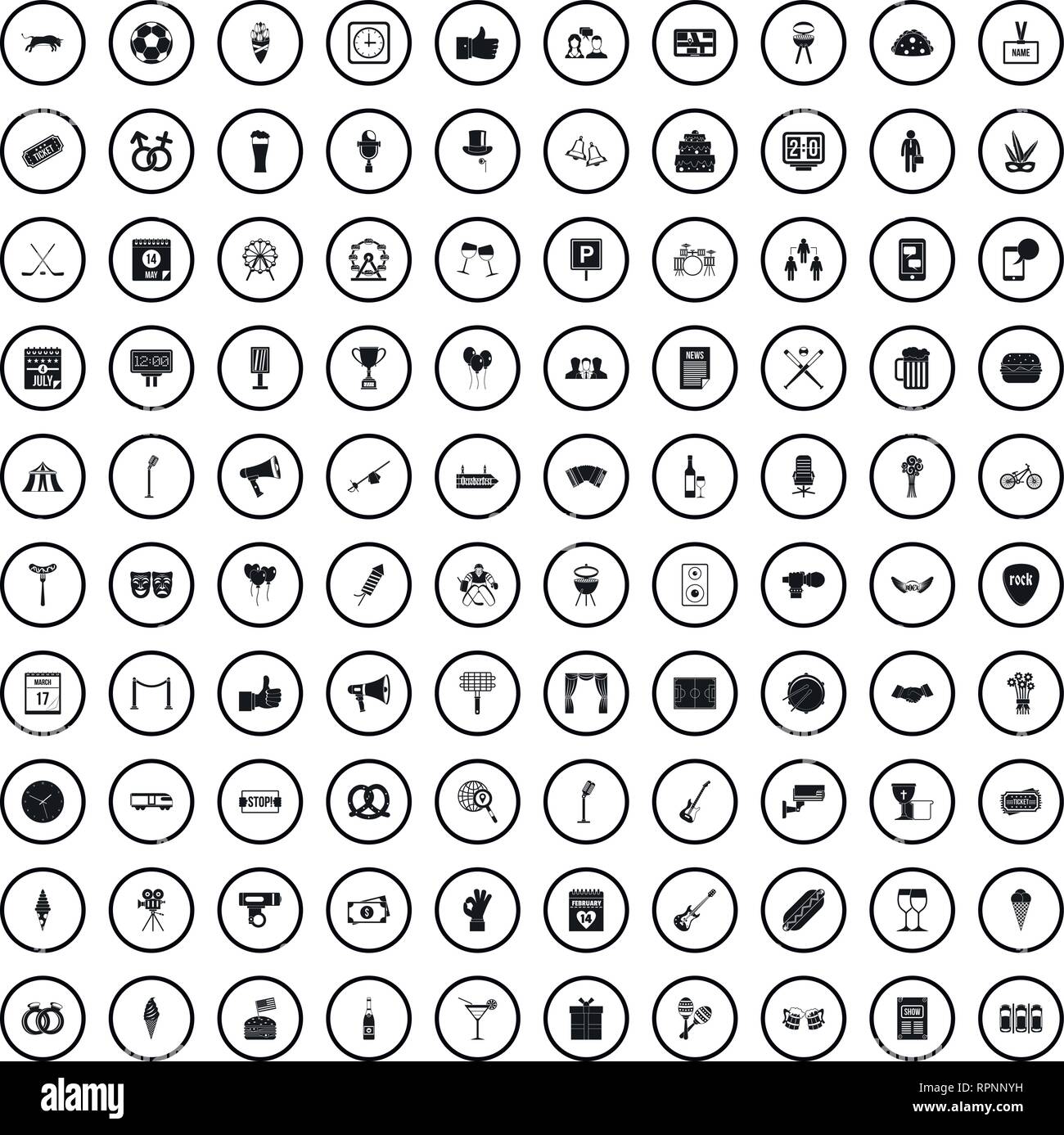 100 events icons set, simple style Stock Vector Image & Art - Alamy