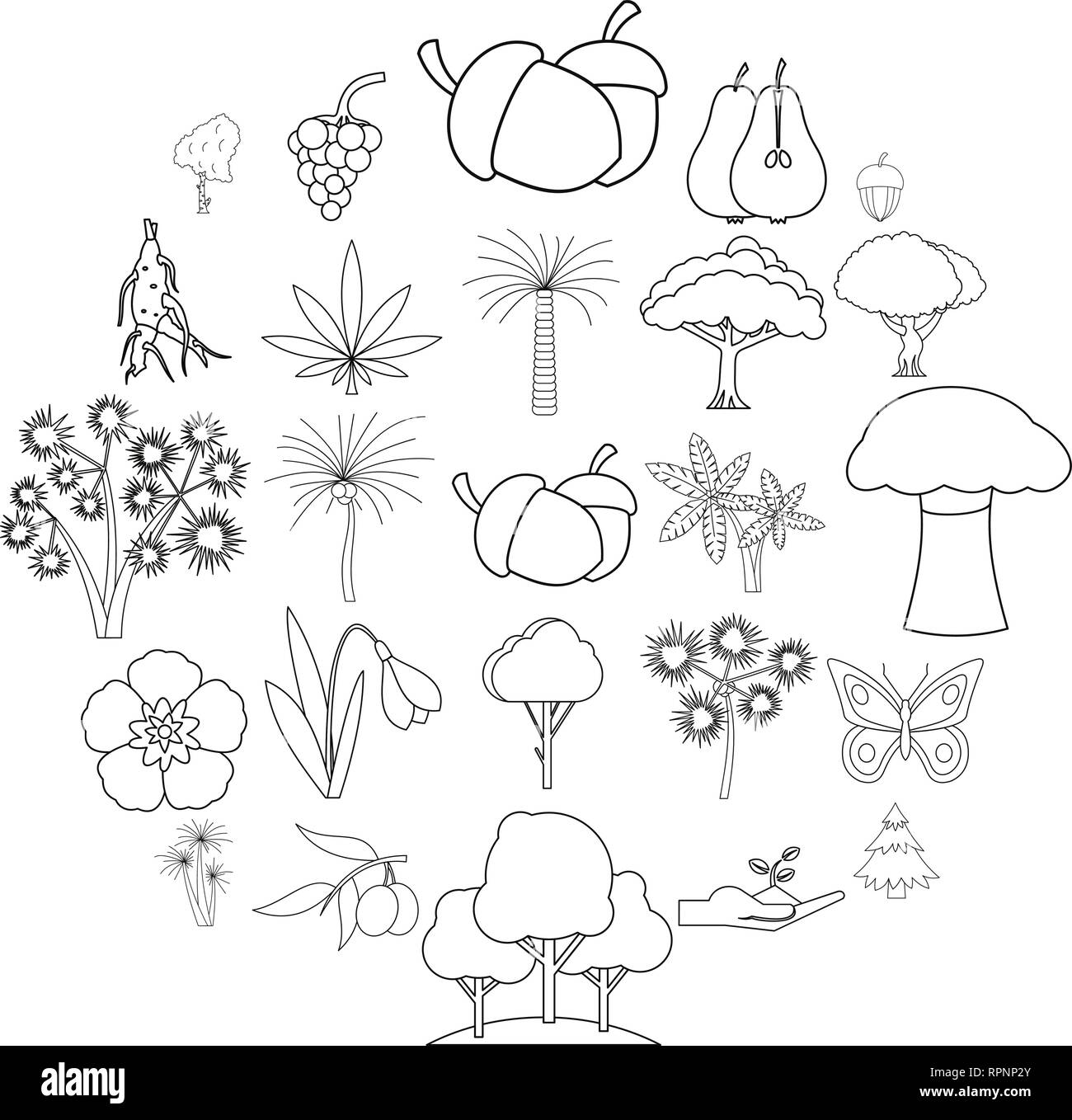 Variety of flora icons set, outline style Stock Vector Image & Art - Alamy