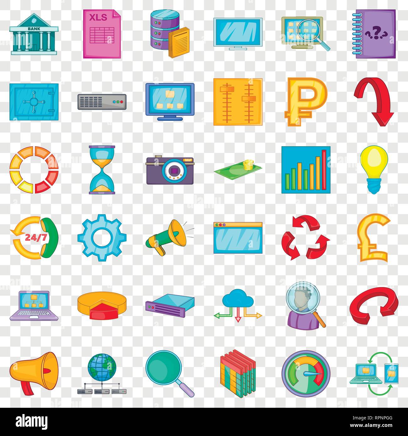 Different analytics icons set, cartoon style Stock Vector Image & Art ...