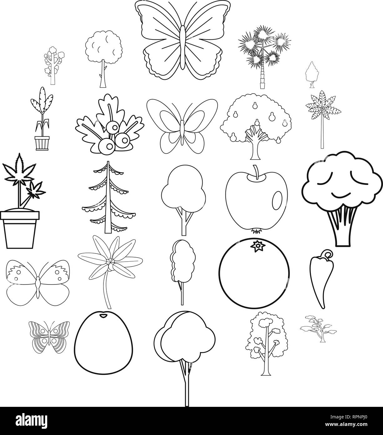 Diversity of flora icons set, outline style Stock Vector Image & Art ...