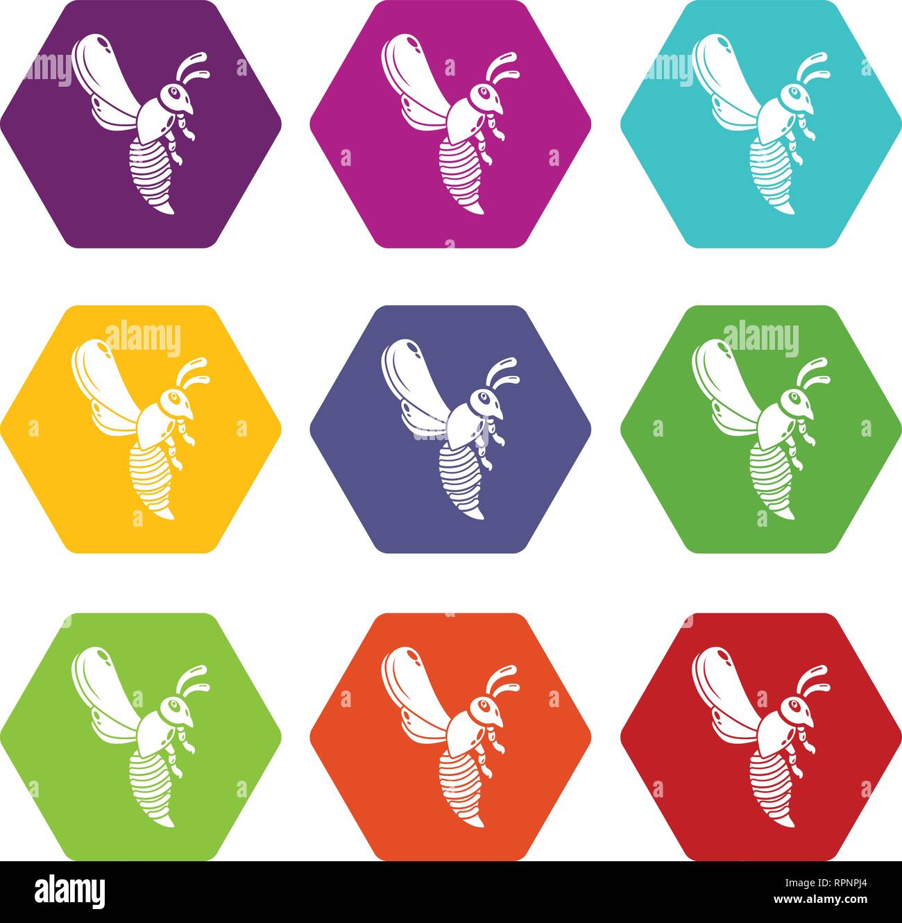 Bee icons set 9 vector Stock Vector Image & Art - Alamy