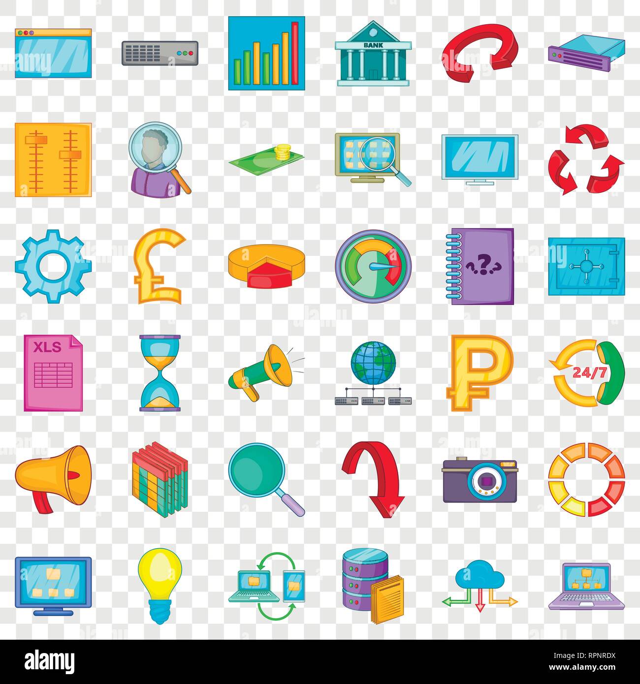 Marketing analysis icons set, cartoon style Stock Vector Image & Art ...
