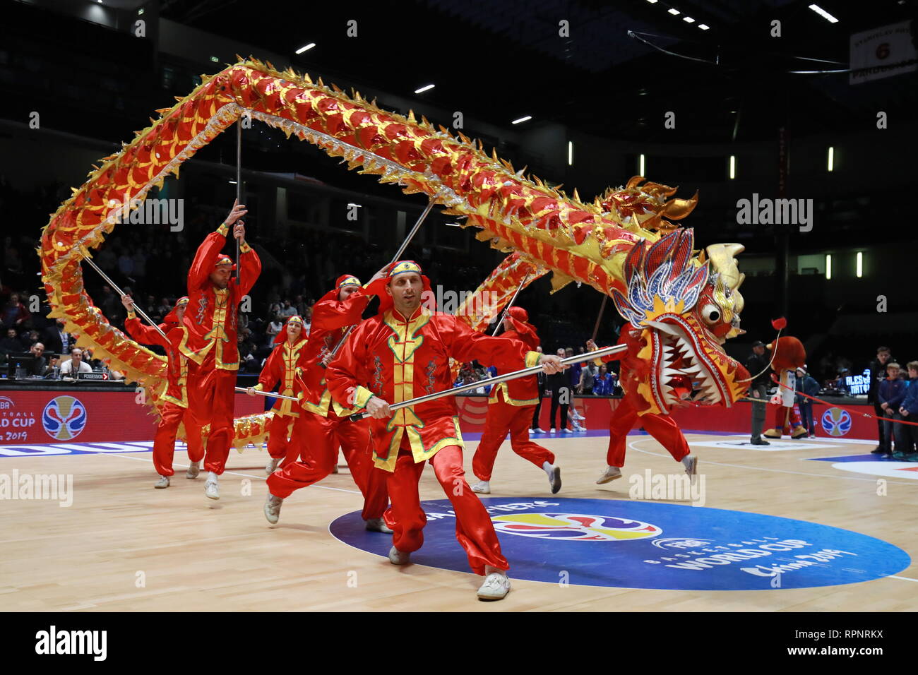 The dragon dance on the pitch after Czechs won the Men's Basketball ...