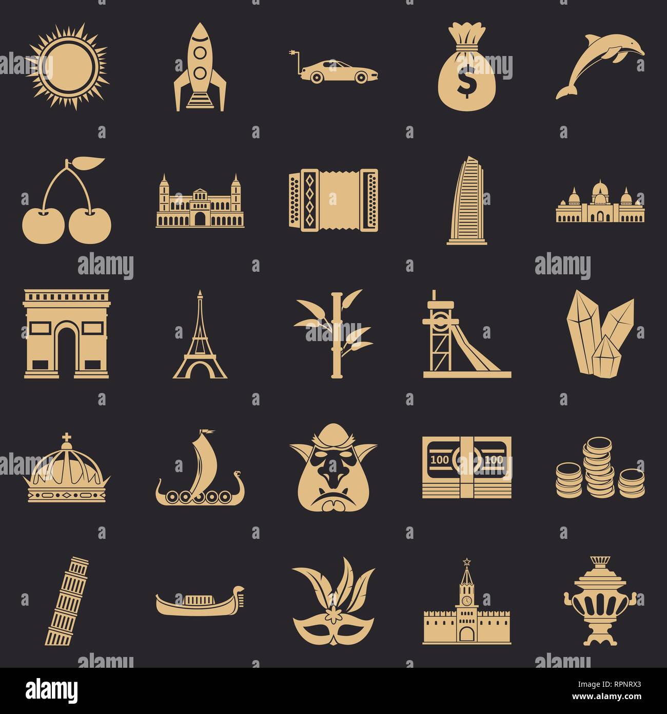 Exploring the world icons set, simple style Stock Vector Image & Art ...