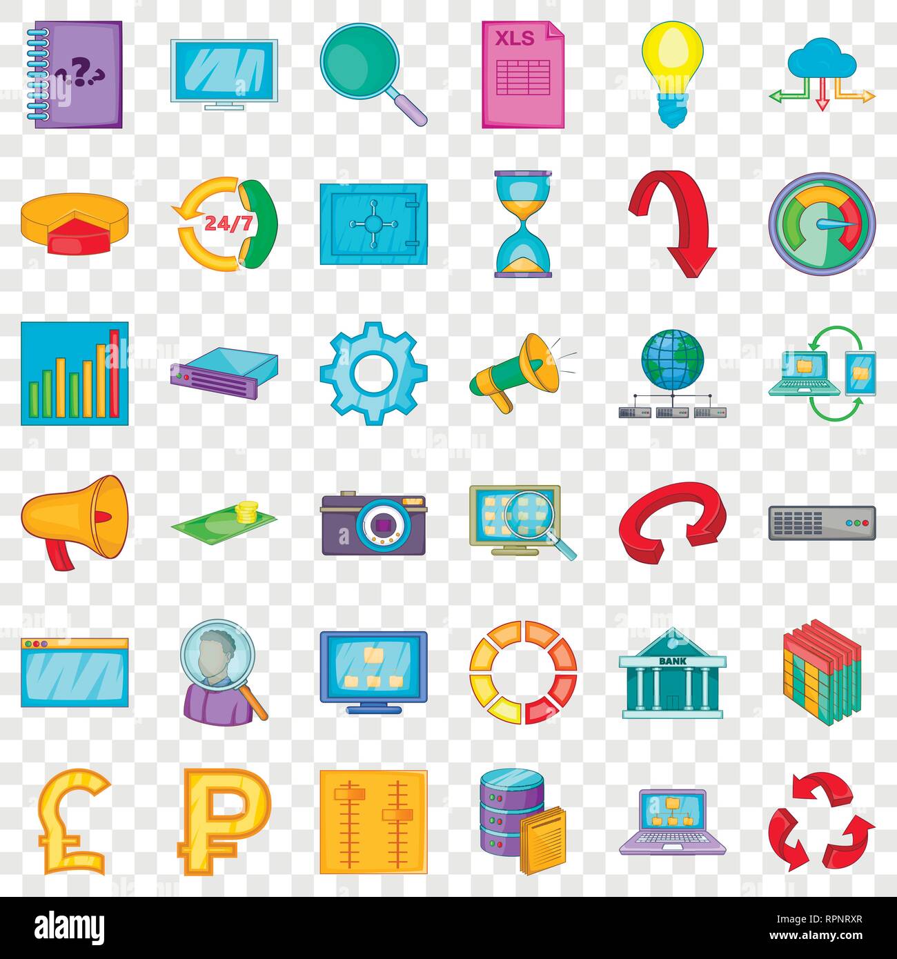Marketing and business icons set, cartoon style Stock Vector Image ...