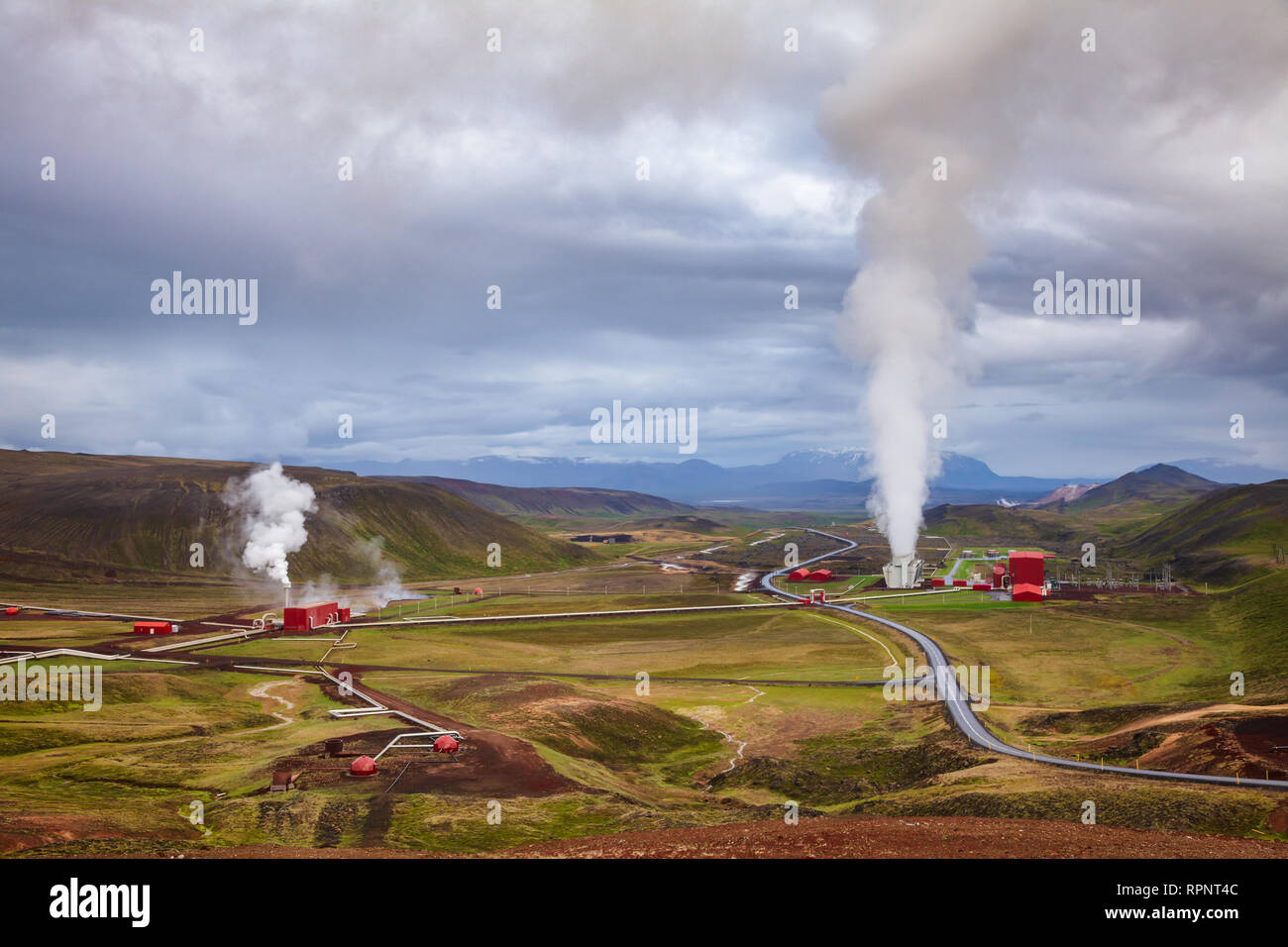 Aerial view of Krafla geothermal power plant, the largest Icelands ...