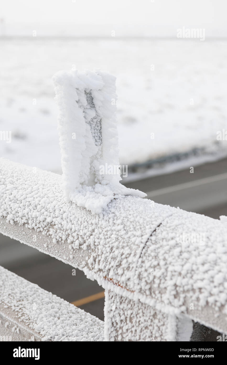 Snow on Bridge Railing Stock Photo - Alamy