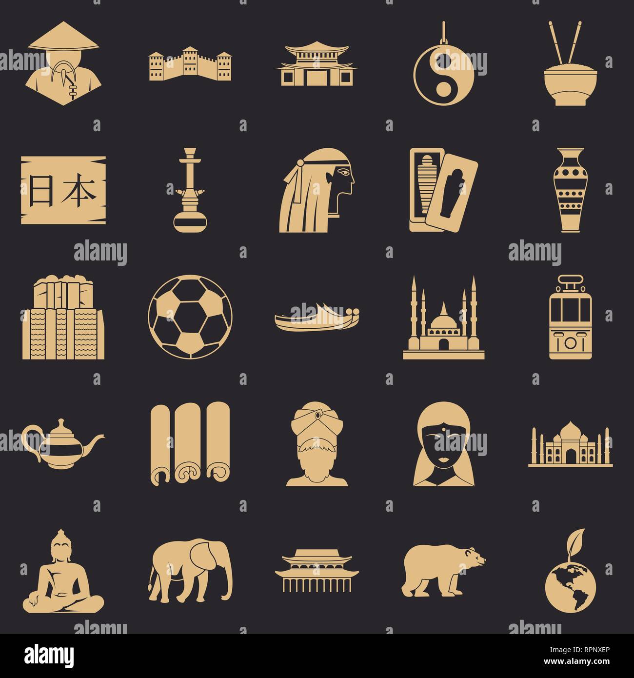 Traveling in Asia icons set, simple style Stock Vector Image & Art - Alamy