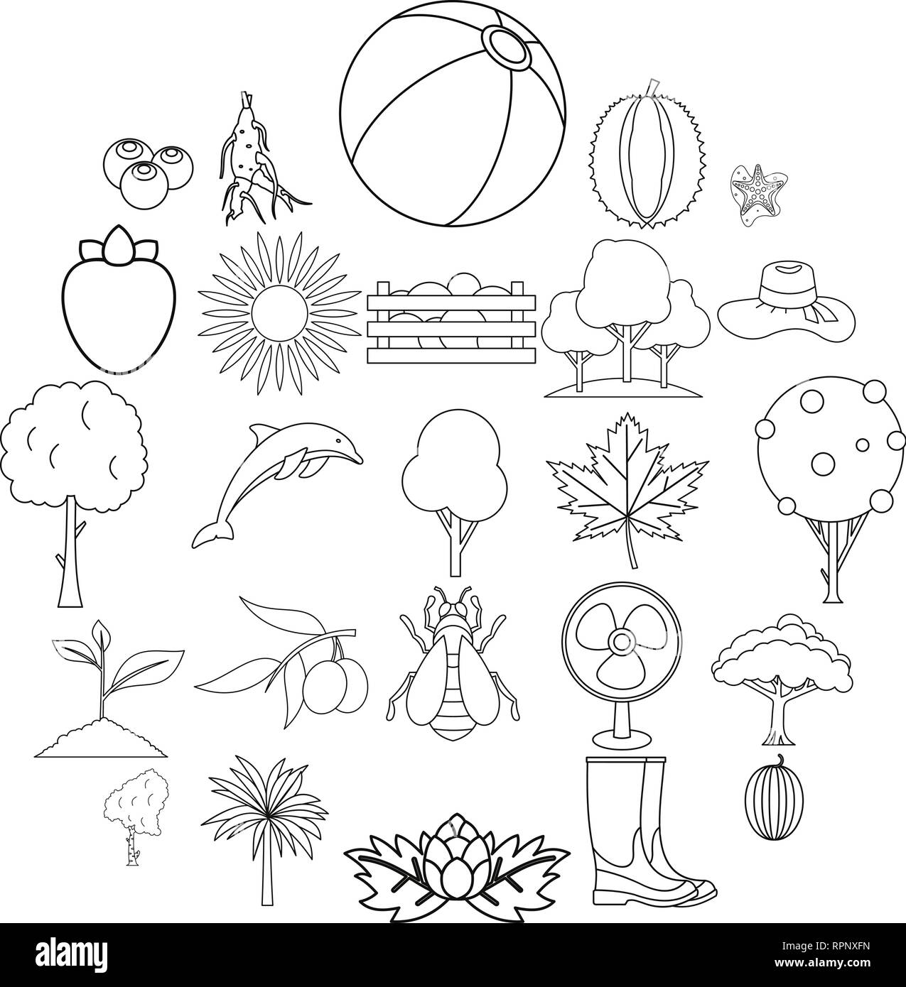Flourish icons set, outline style Stock Vector Image & Art - Alamy