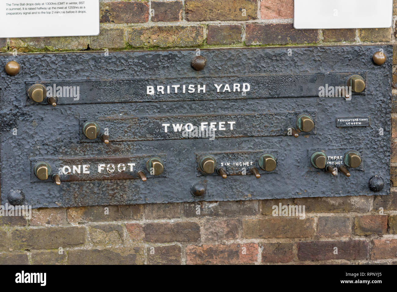 Standard imperial units of length measures in Greenwich, London, United ...