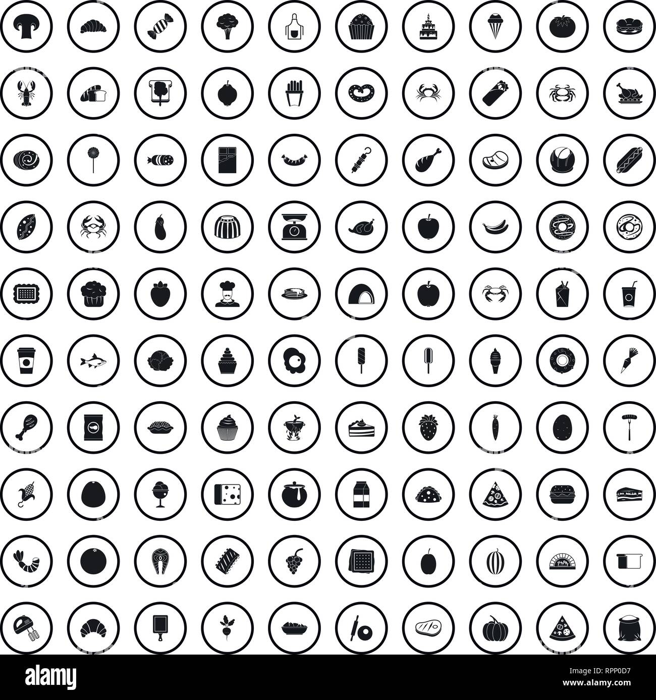 100 favorite food icons set, simple style Stock Vector Image & Art - Alamy
