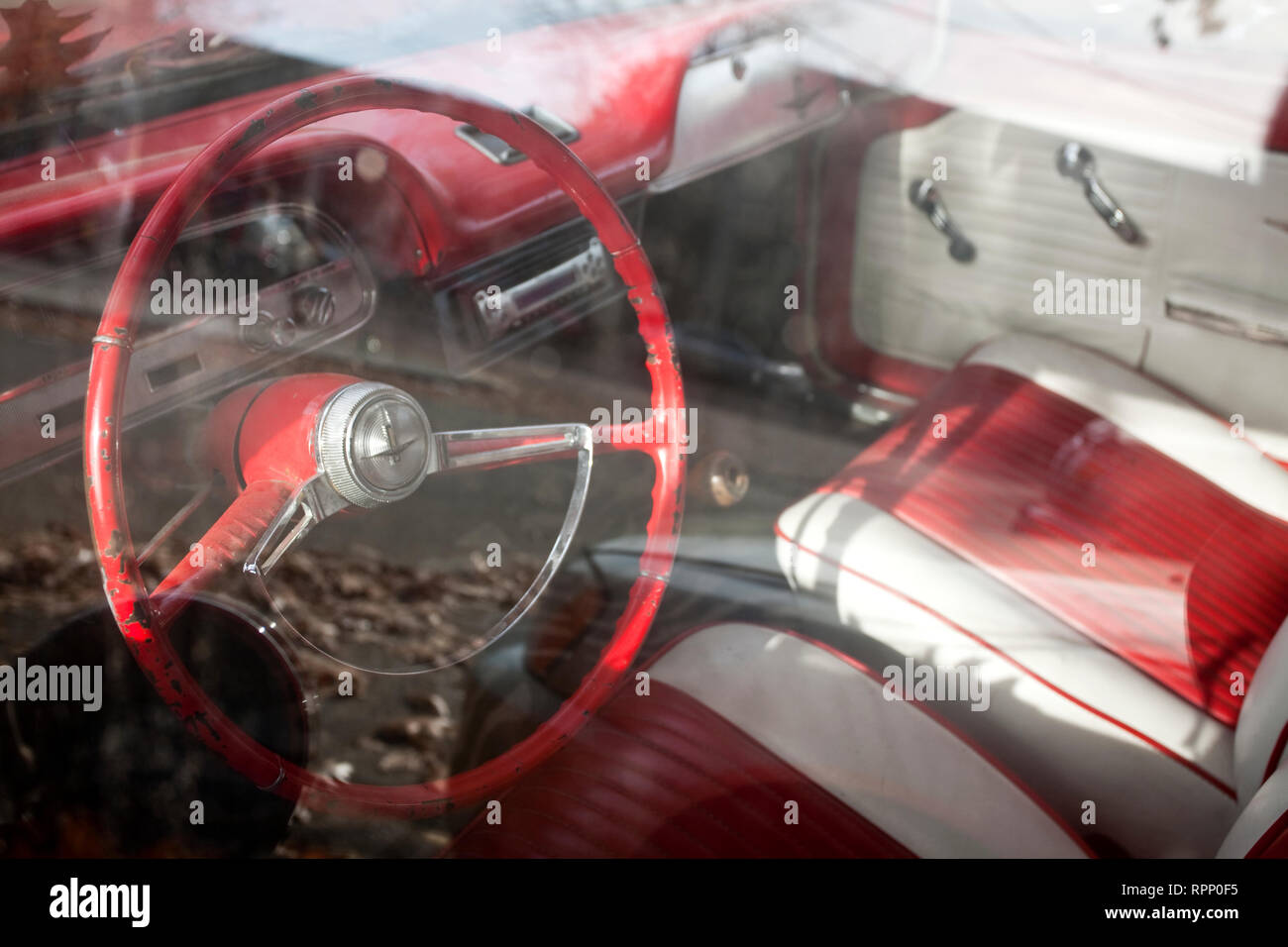 Interior of Red Car Stock Photo - Alamy