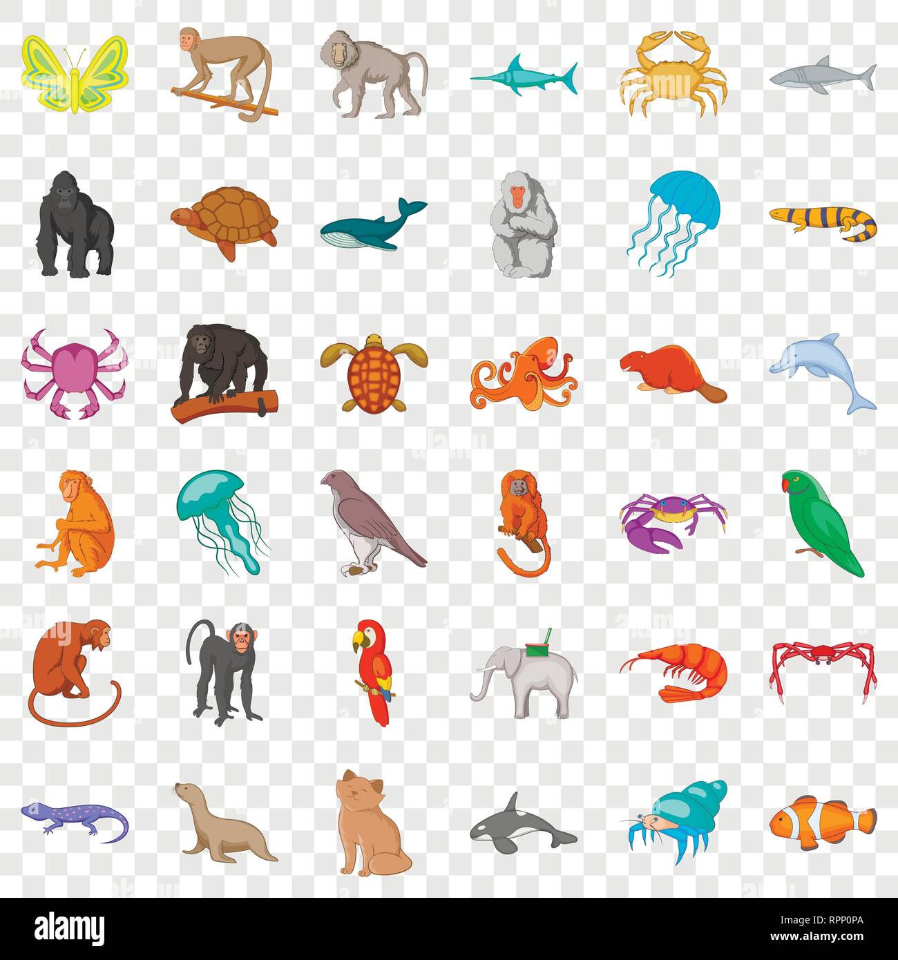 Many animals icons set, cartoon style Stock Vector Image & Art - Alamy