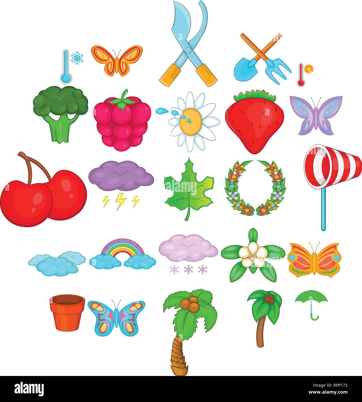 Flowering plant icons set, cartoon style Stock Vector Image & Art - Alamy