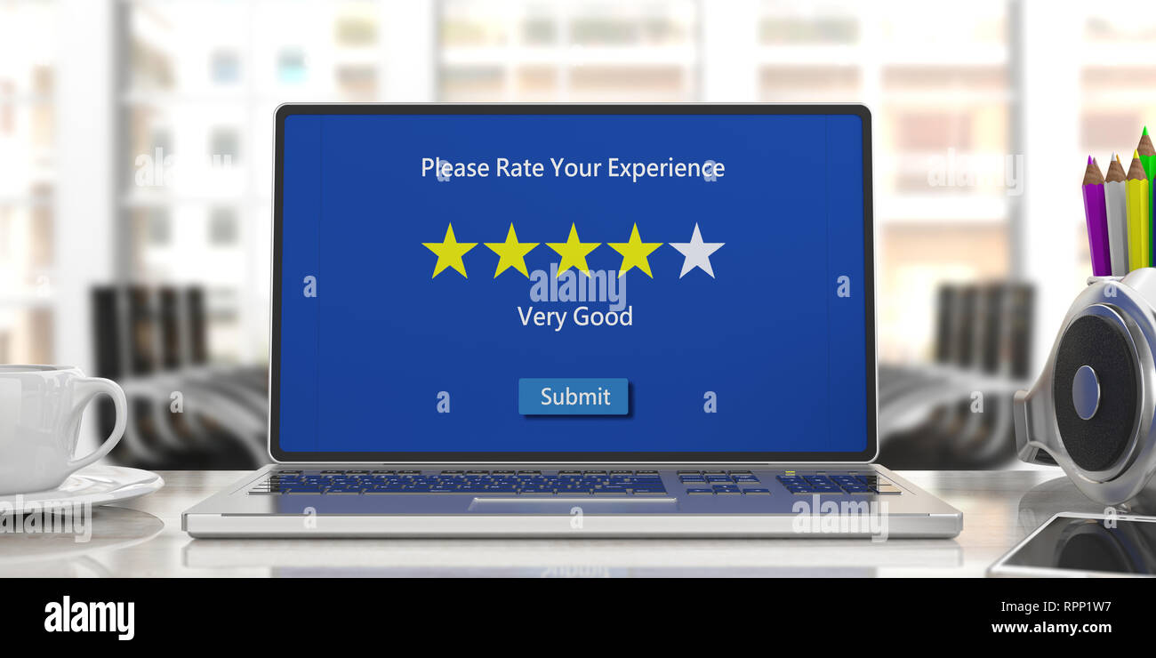 Customers service rating. 4 stars, very good text on a computer laptop ...