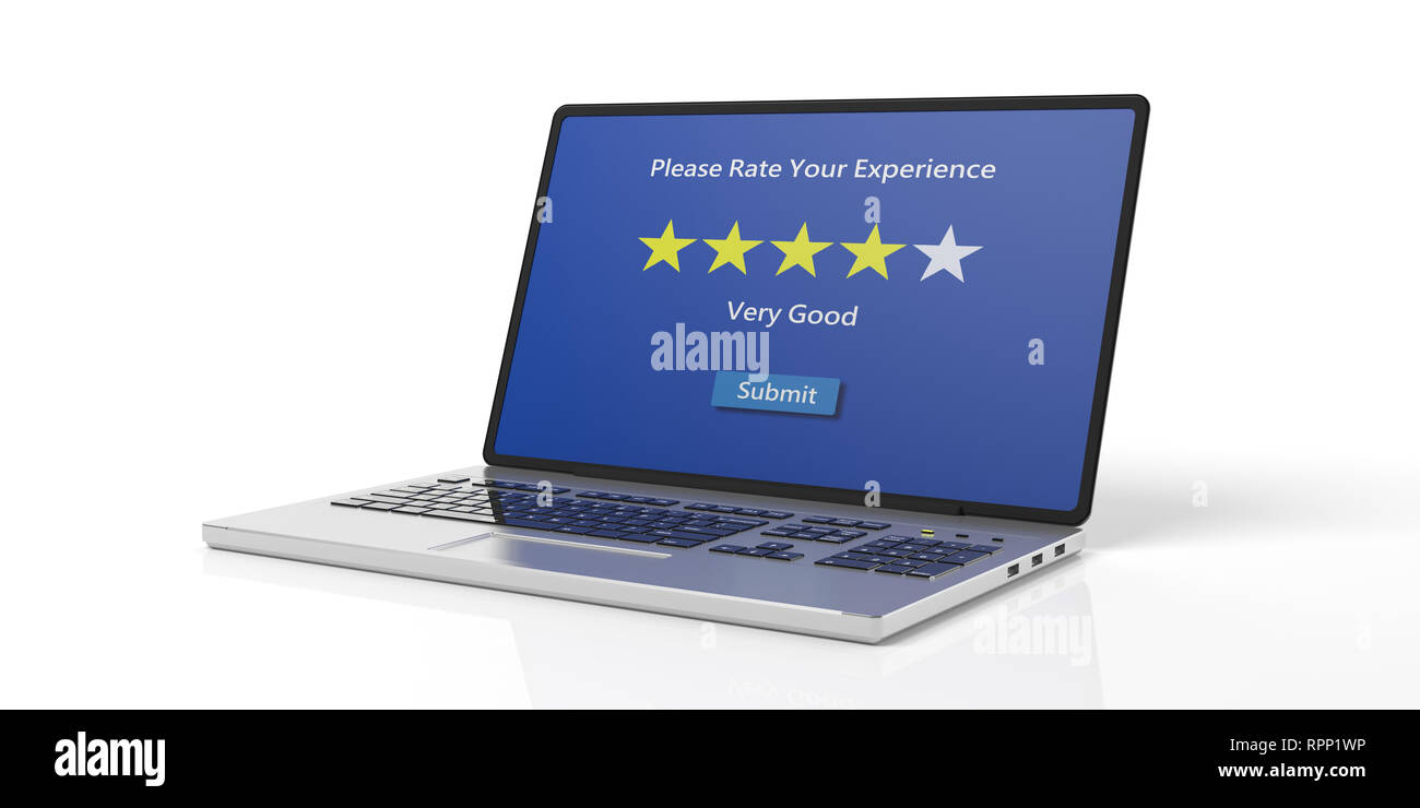 Rating, review. 4 stars, very good text on a computer laptop screen ...