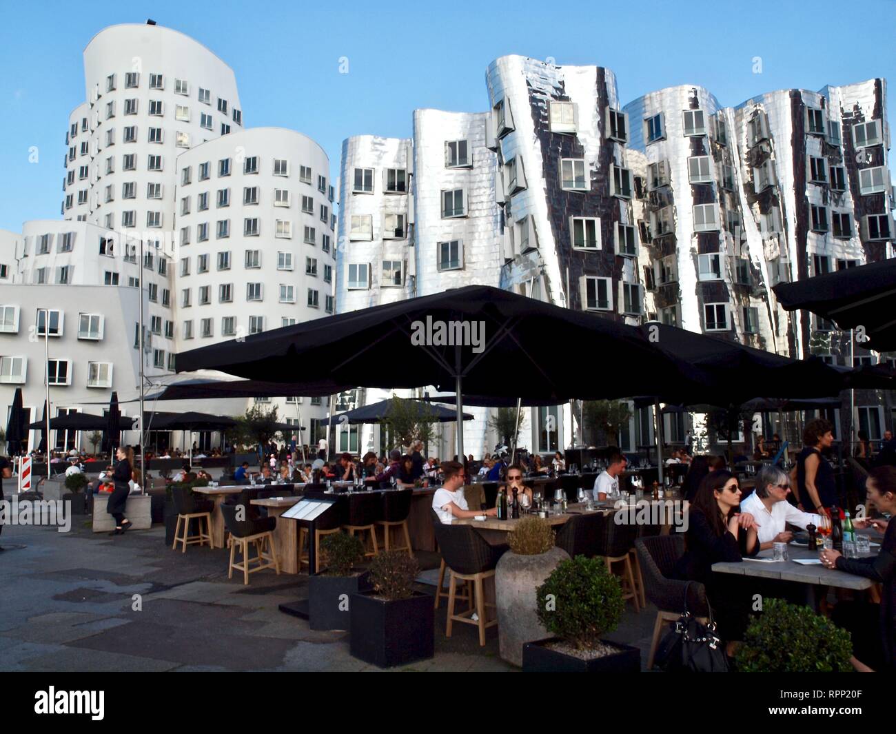 Gehry building at the media harbor of Duesseldorf in Germany Stock ...