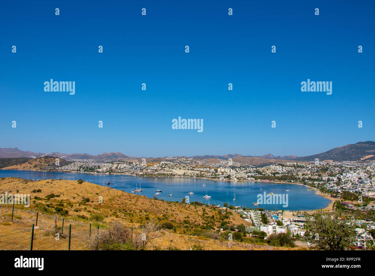 Beautiful landscape of the city of Bodrum and Aegean sea Stock Photo ...