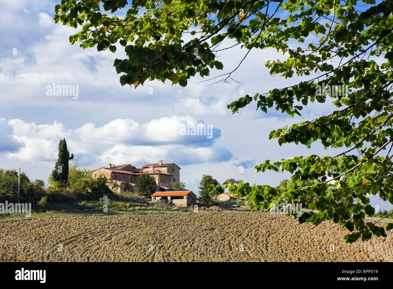 Farmhouse and Field Stock Photo - Alamy
