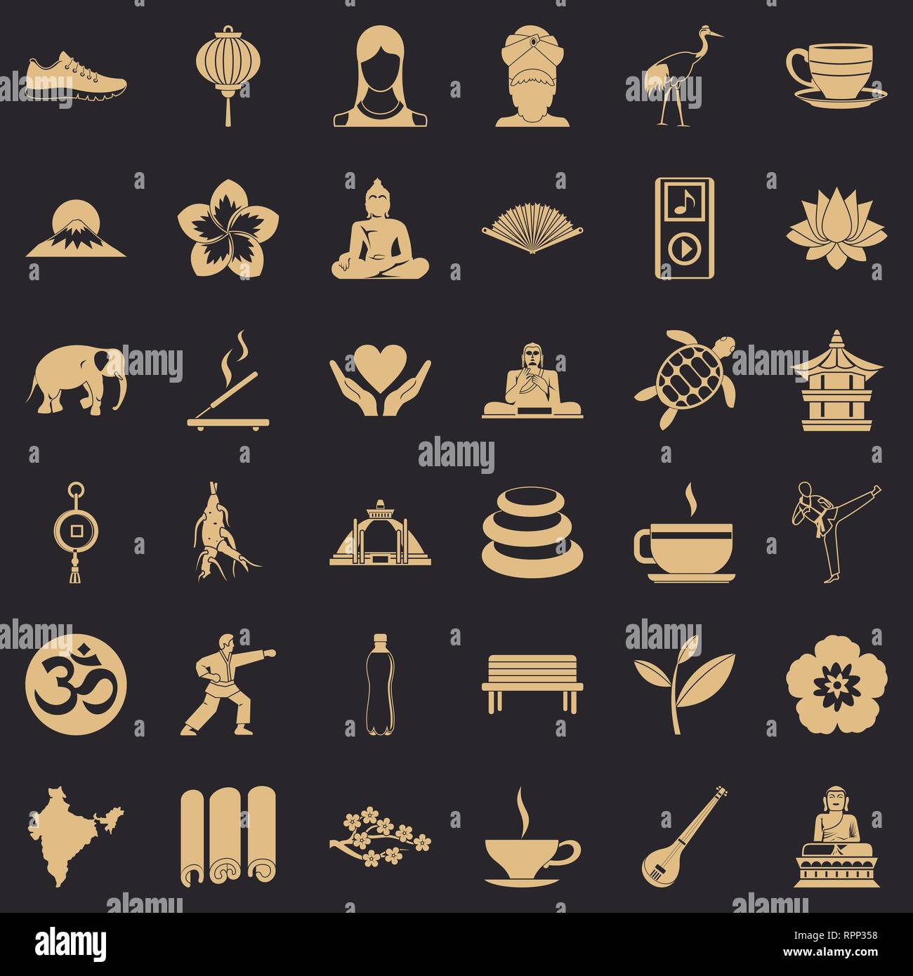 Yoga relaxation icons set, simple style Stock Vector Image & Art - Alamy