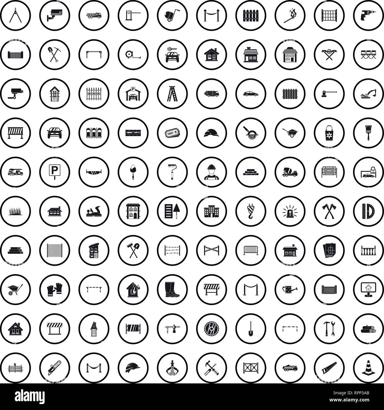 100 fence icons set, simple style Stock Vector Image & Art - Alamy