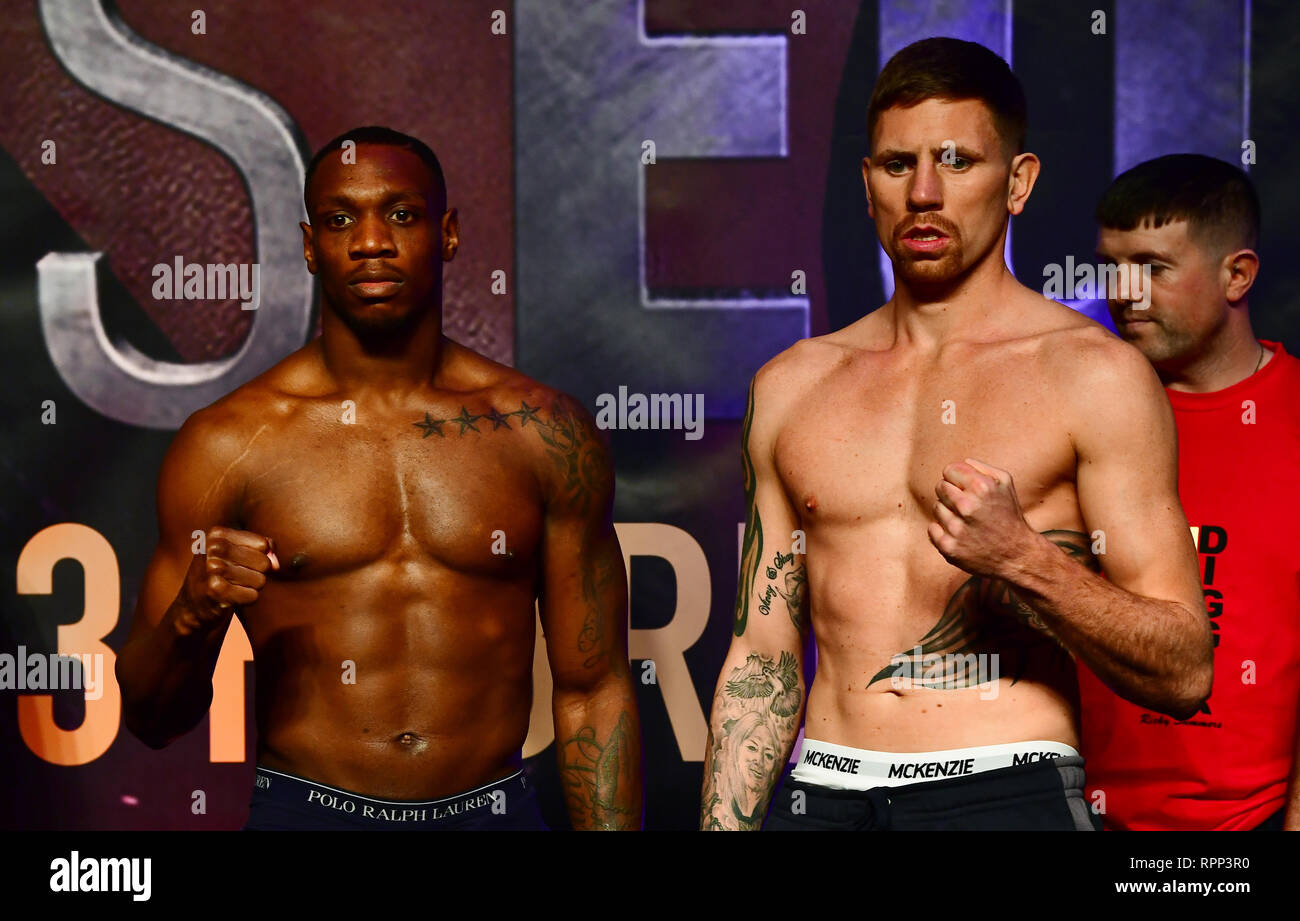 Andre Sterling and Ricky Summers during the weigh in at the The O2 ...