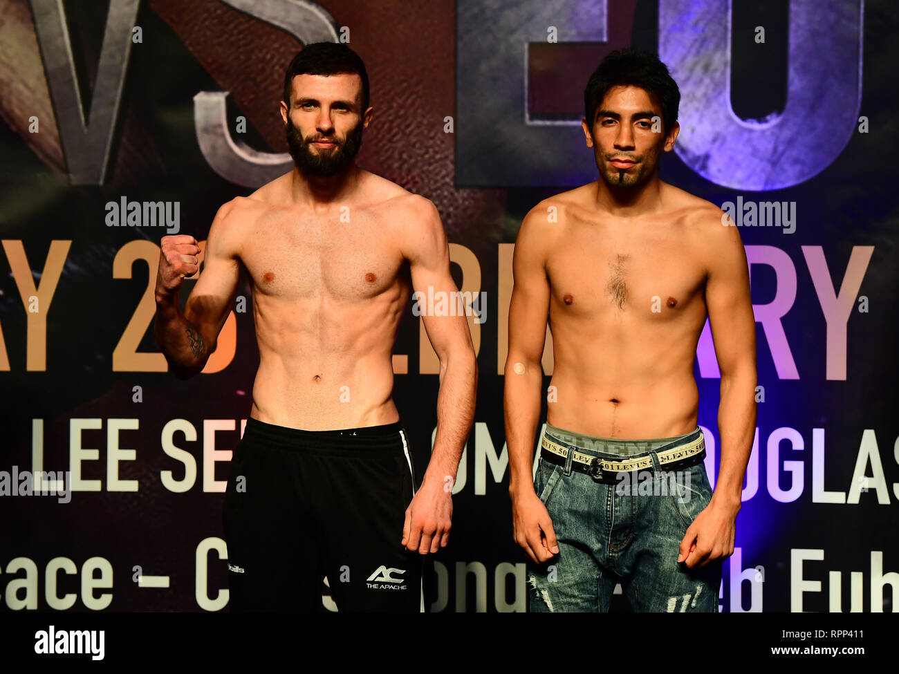 Anthony Cacace and Alan Castillo during the weigh in at the The O2 ...