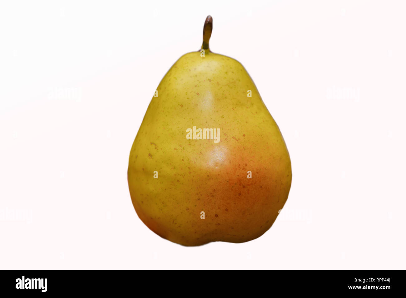 Pear on a white background, isolated, close-up . One ripe yellow pear ...