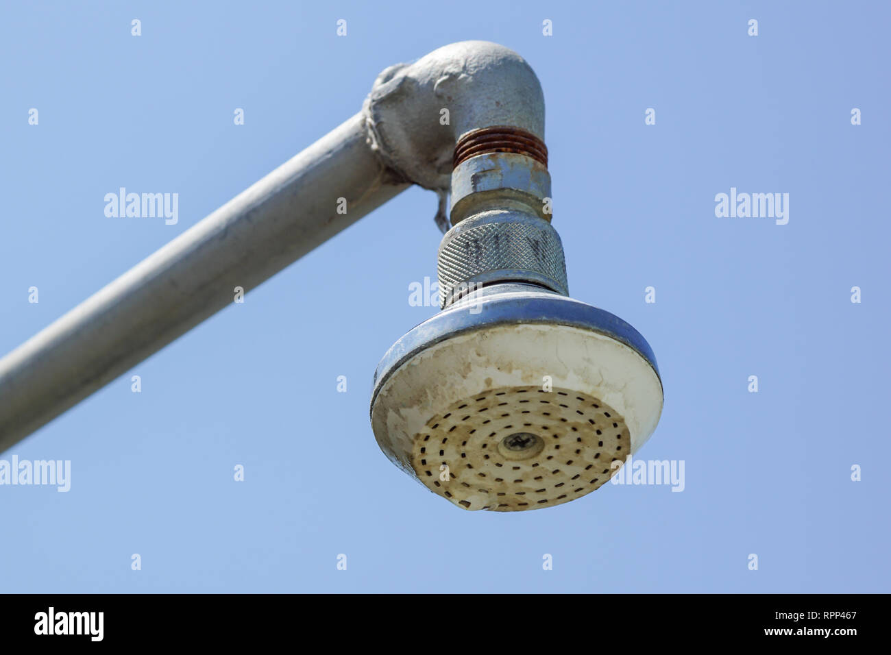 Hard water deposit and rust on shower tap Stock Photo - Alamy