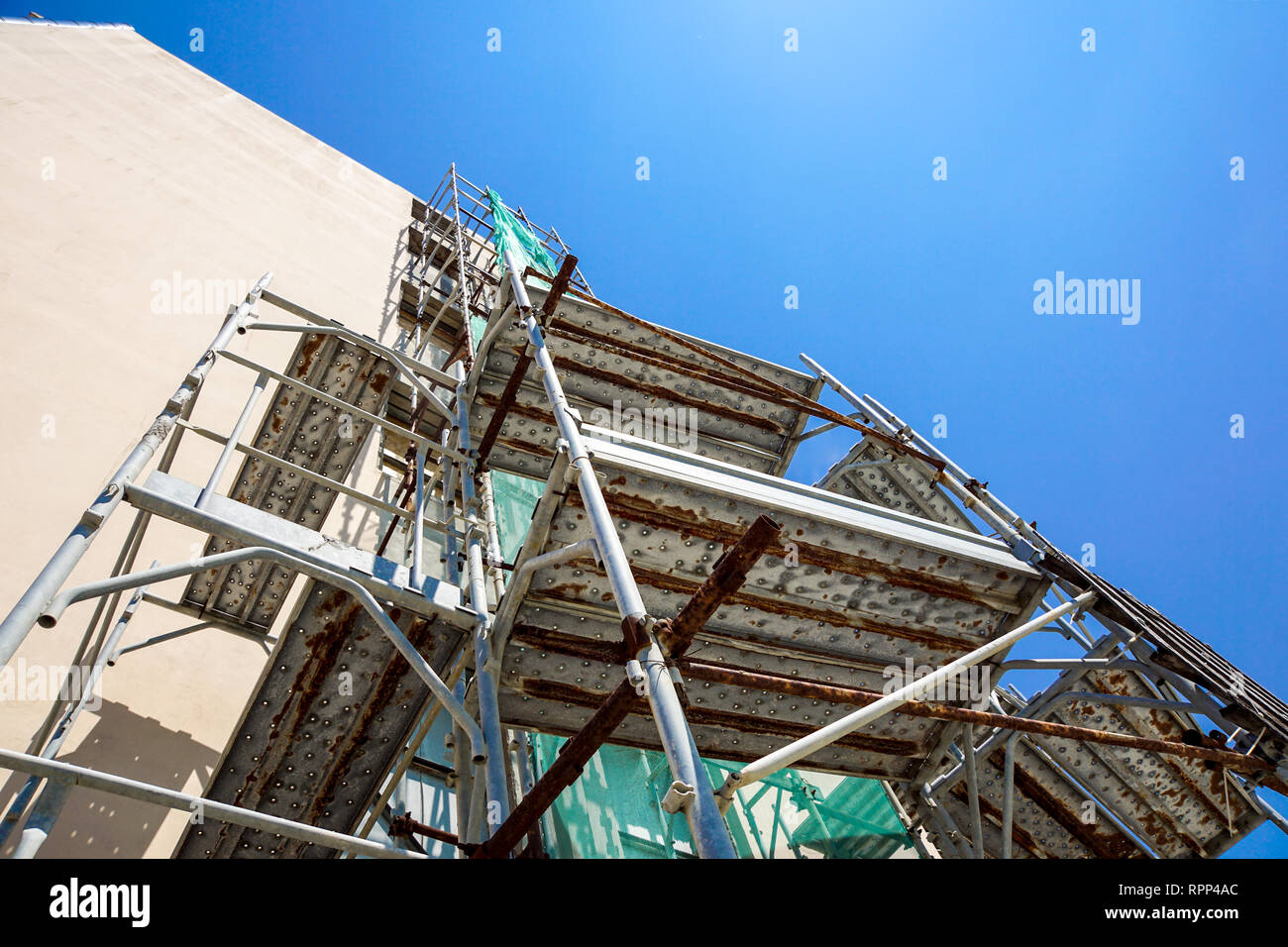 facade restoration, under construction - scaffolding on historic ...