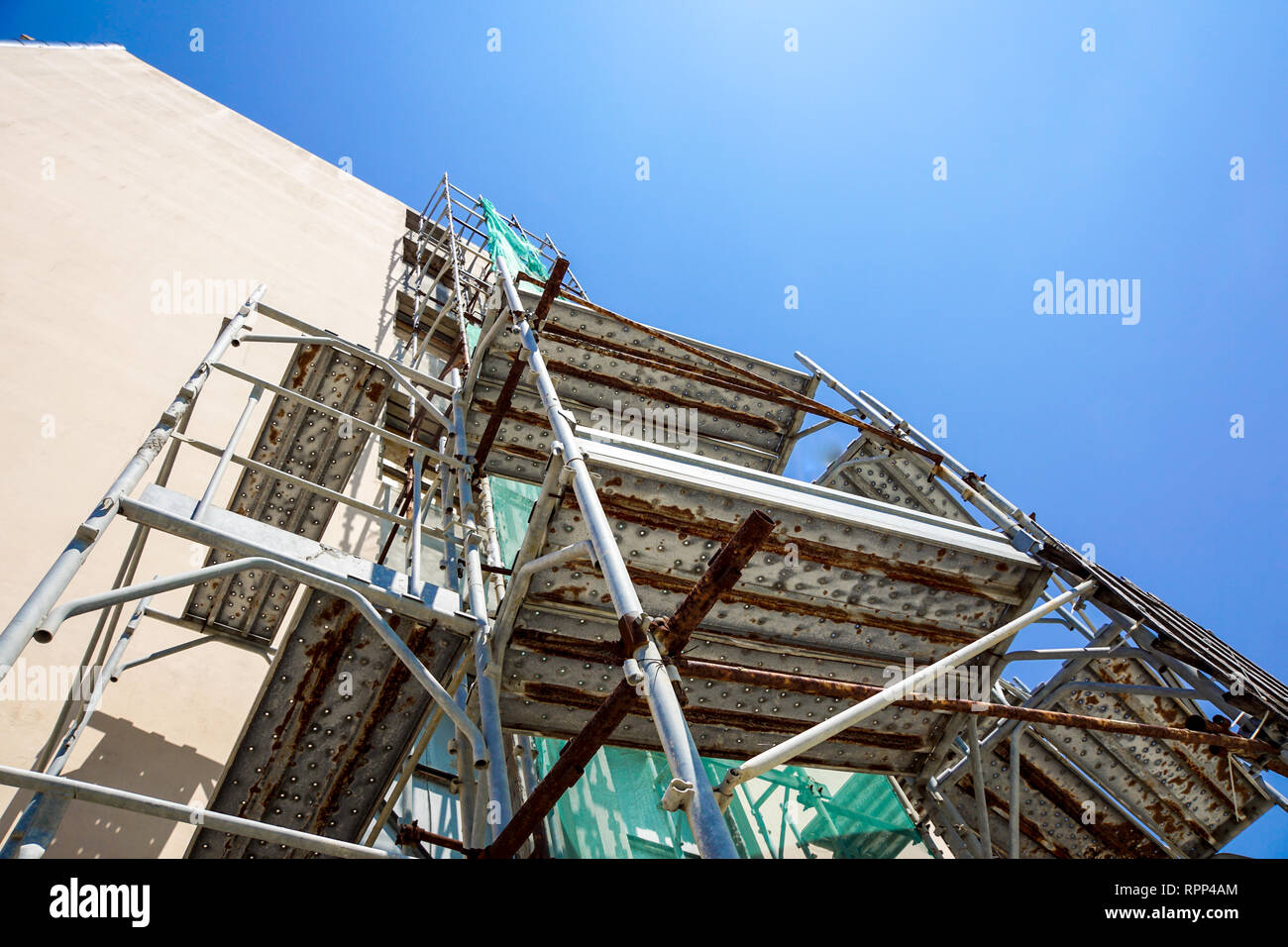 No entry sign on the fence in contruction site with house under ...
