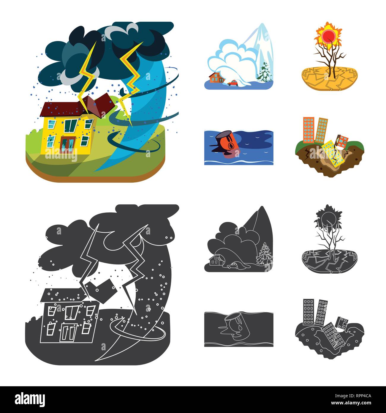 Vector design of weather and distress logo. Set of weather and crash ...