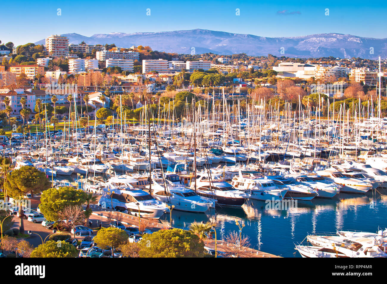 Anntibes waterfront anf Port Vauban harbor view, Southern France Stock ...