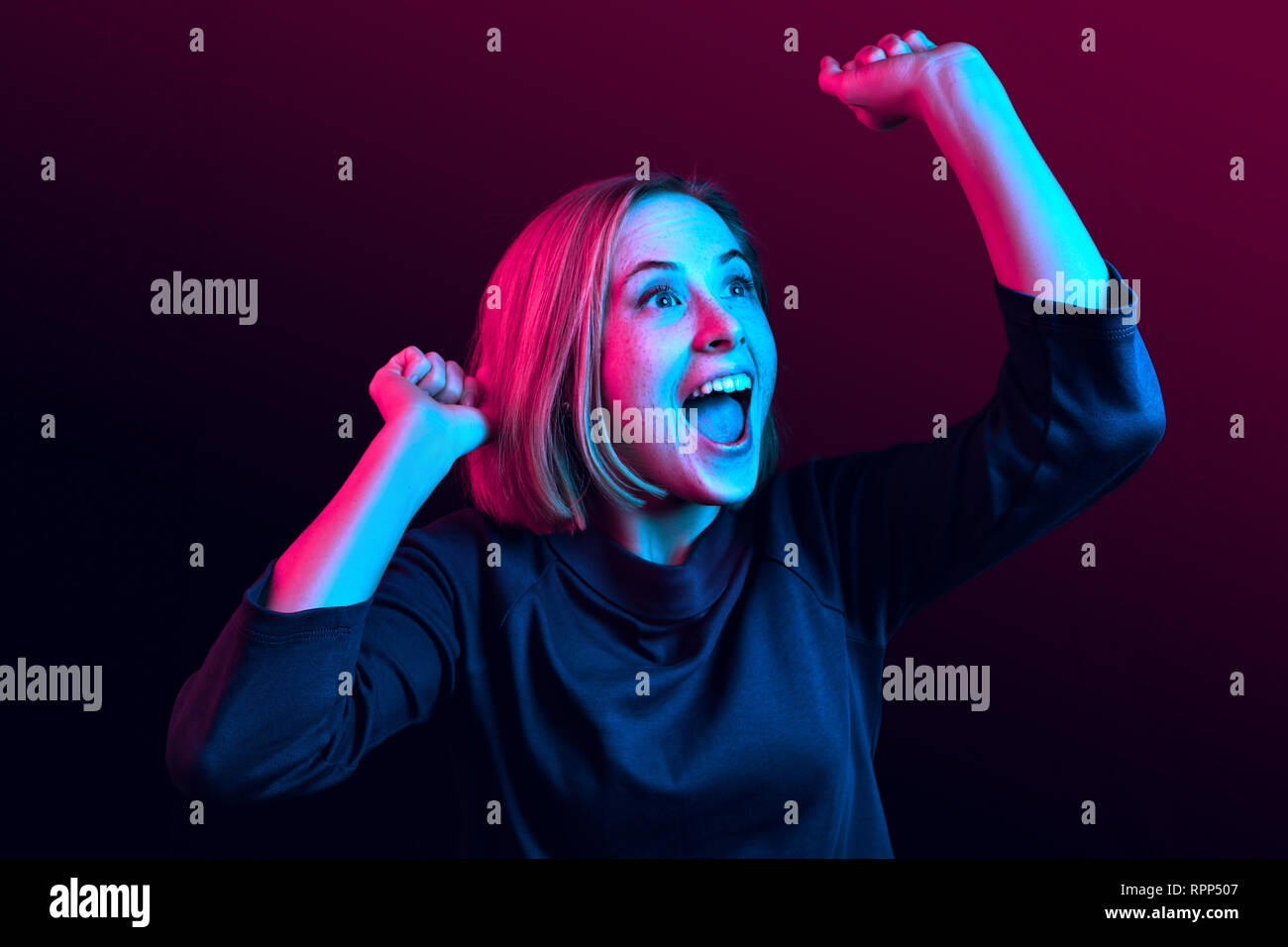 I won. Winning success happy woman celebrating being a winner. Dynamic ...