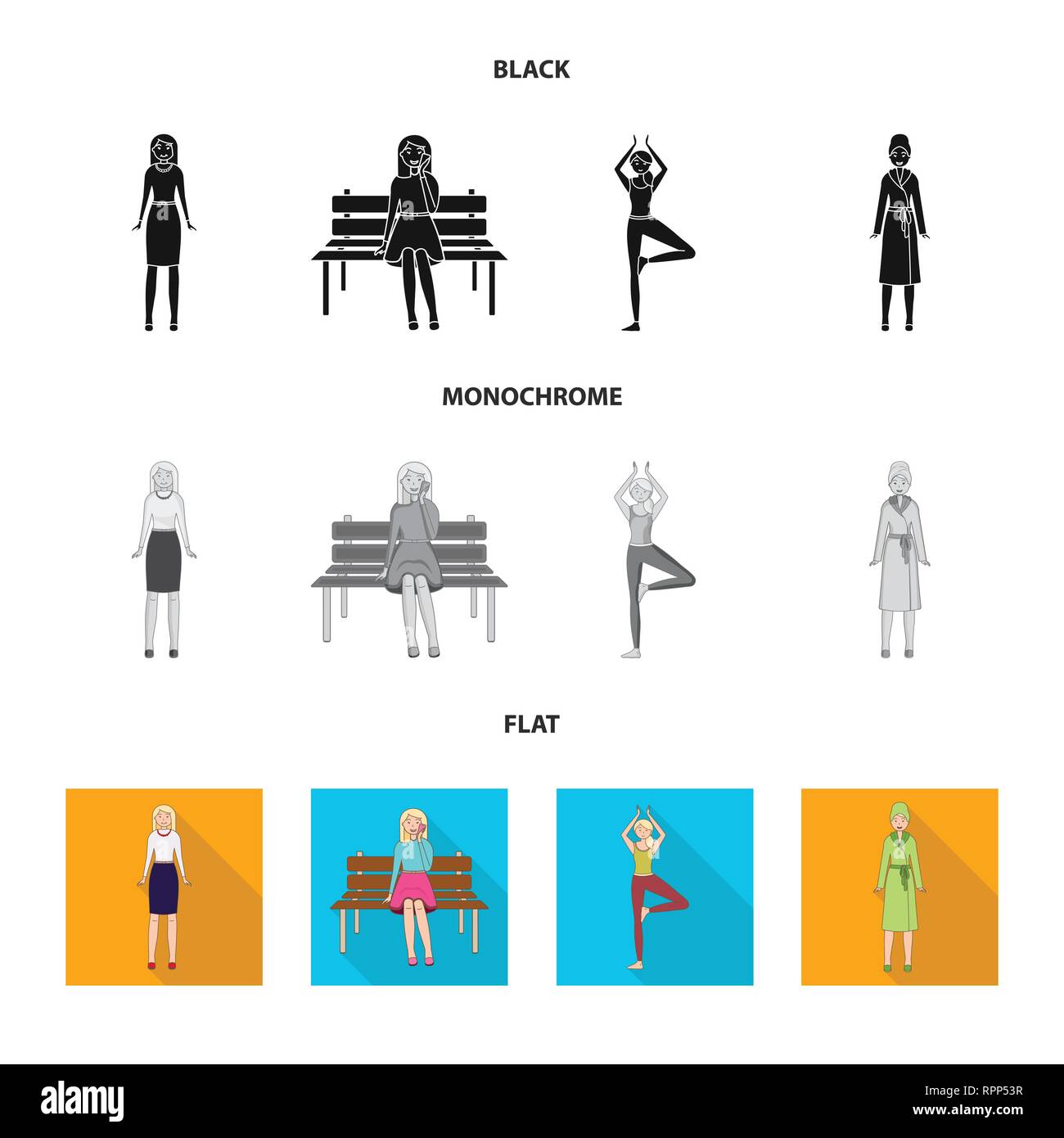 Isolated object of posture and mood sign. Collection of posture and ...