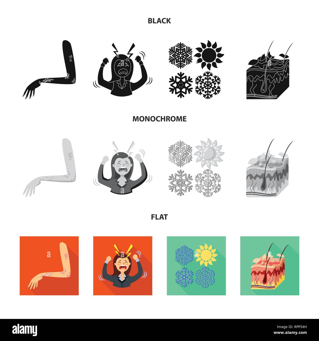 Vector illustration of medical and pain sign. Collection of medical and ...