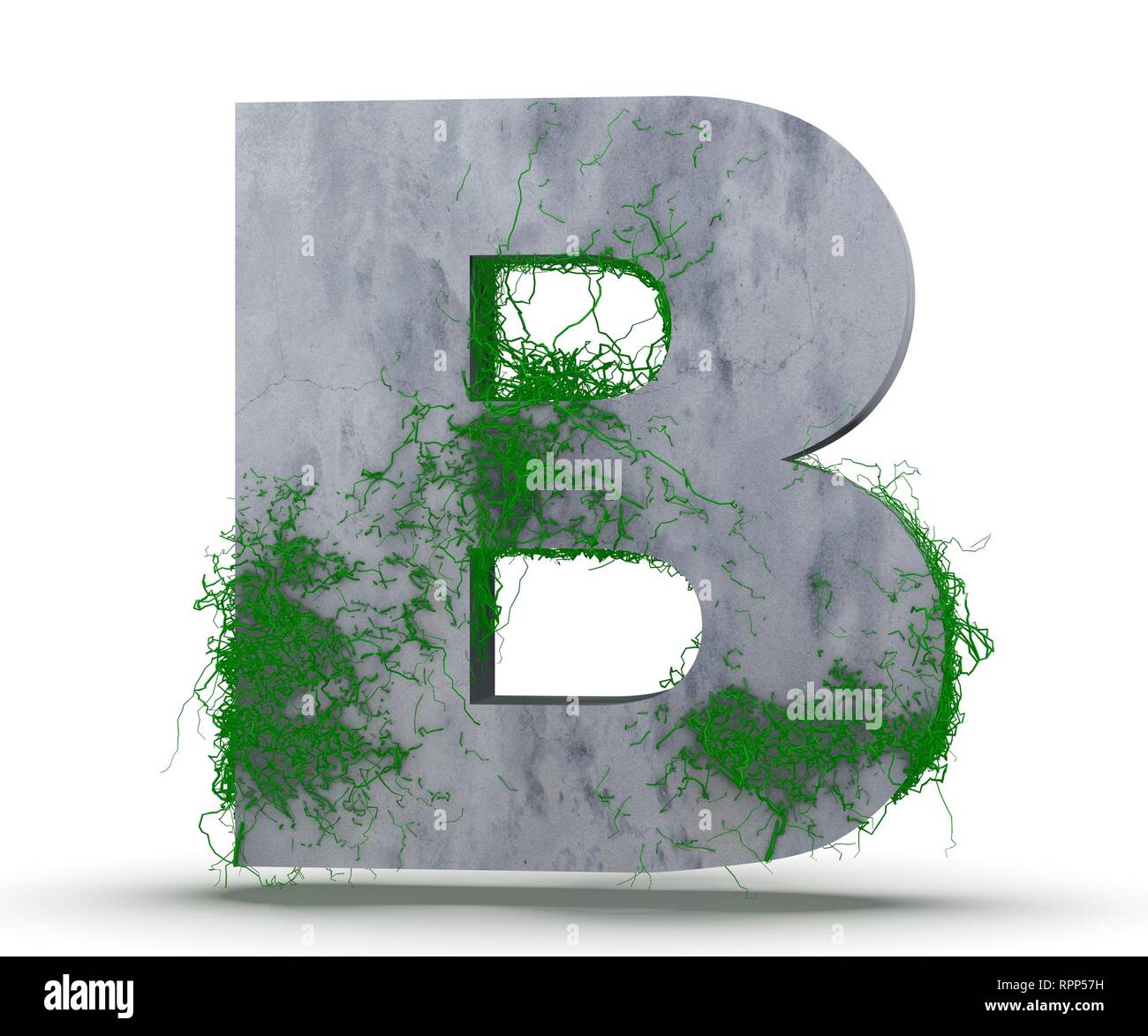 Concrete Capital Letter - B from which the vine grows, isolated on ...