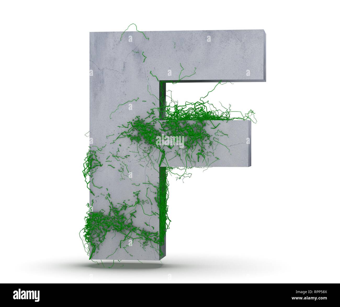 Concrete Capital Letter - F from which the vine grows, isolated on ...