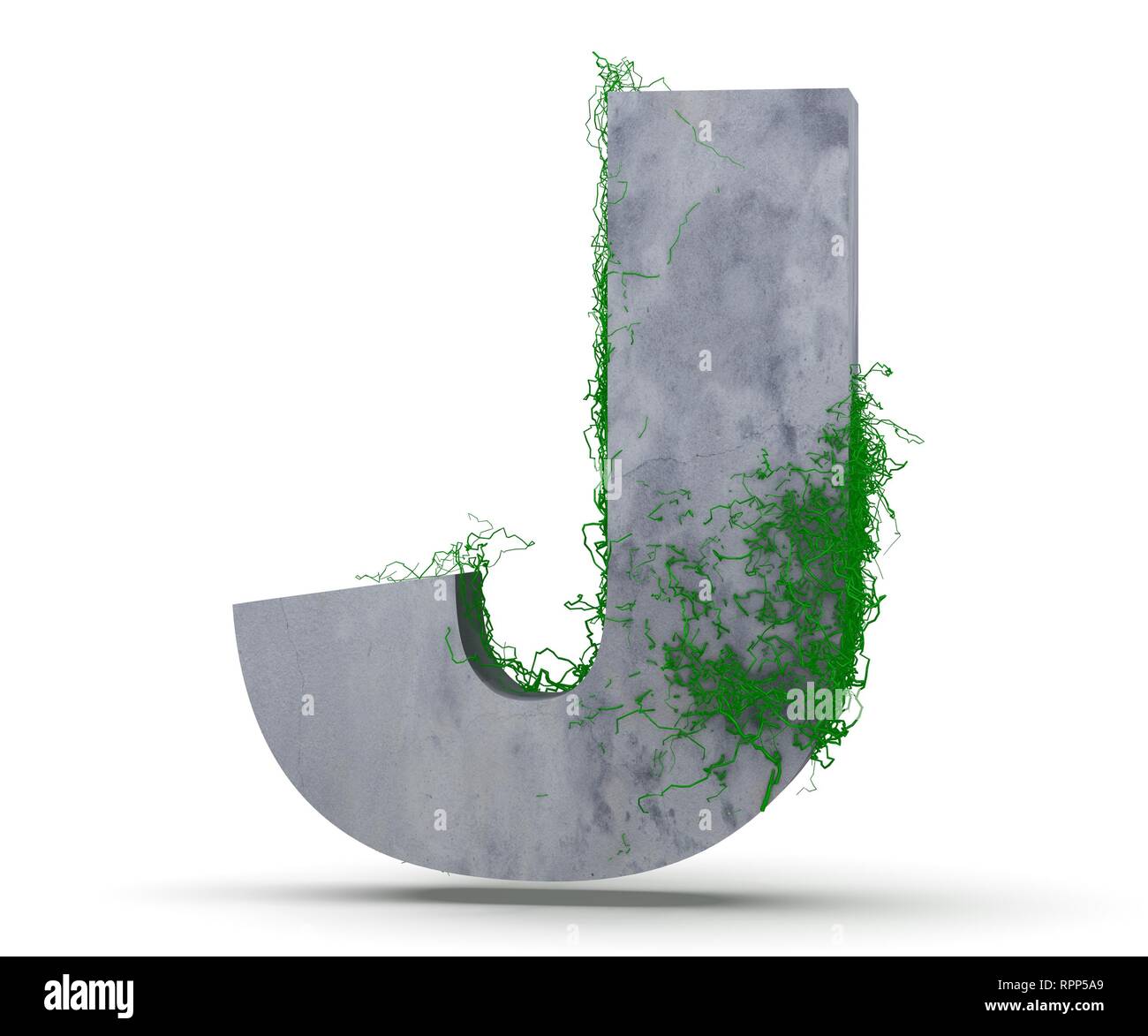 Concrete Capital Letter - J from which the vine grows, isolated on ...