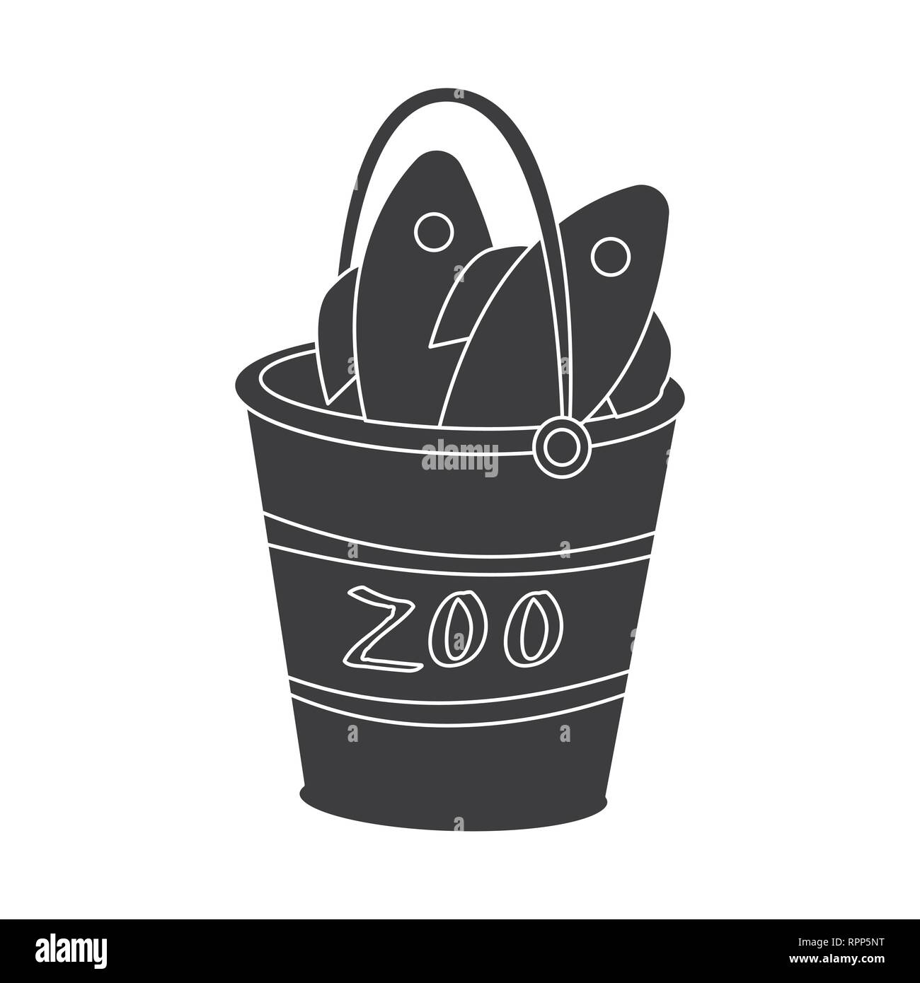 Vector illustration of bucket and fish symbol. Collection of bucket and ...